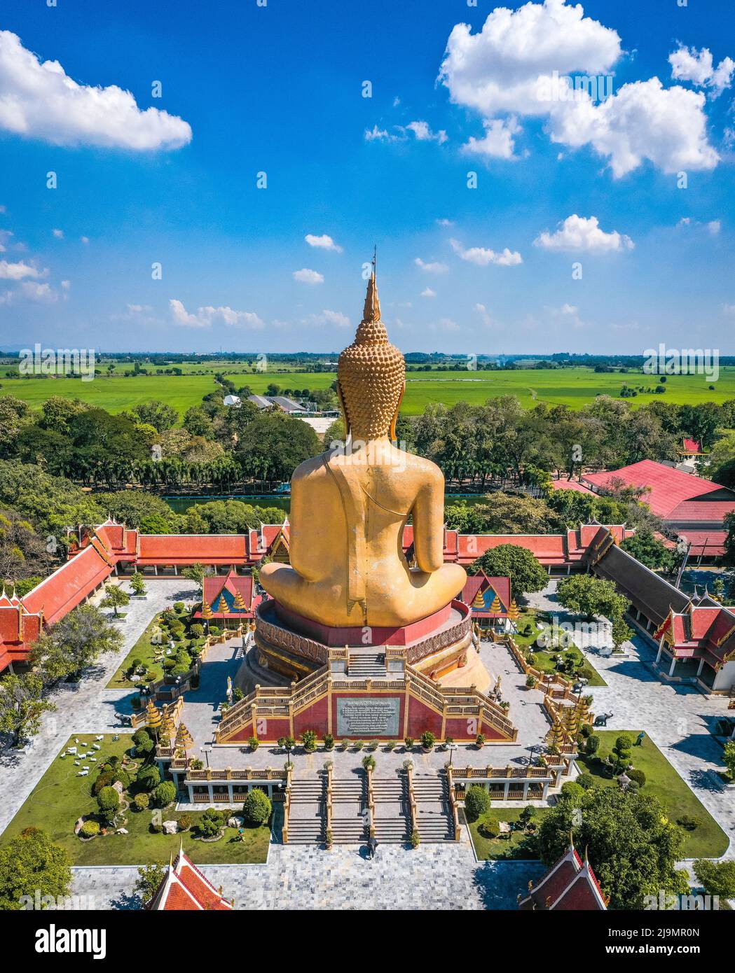 Aerial view of Wat Pikul Thong Phra Aram Luang or Wat Luang Por Pae ...