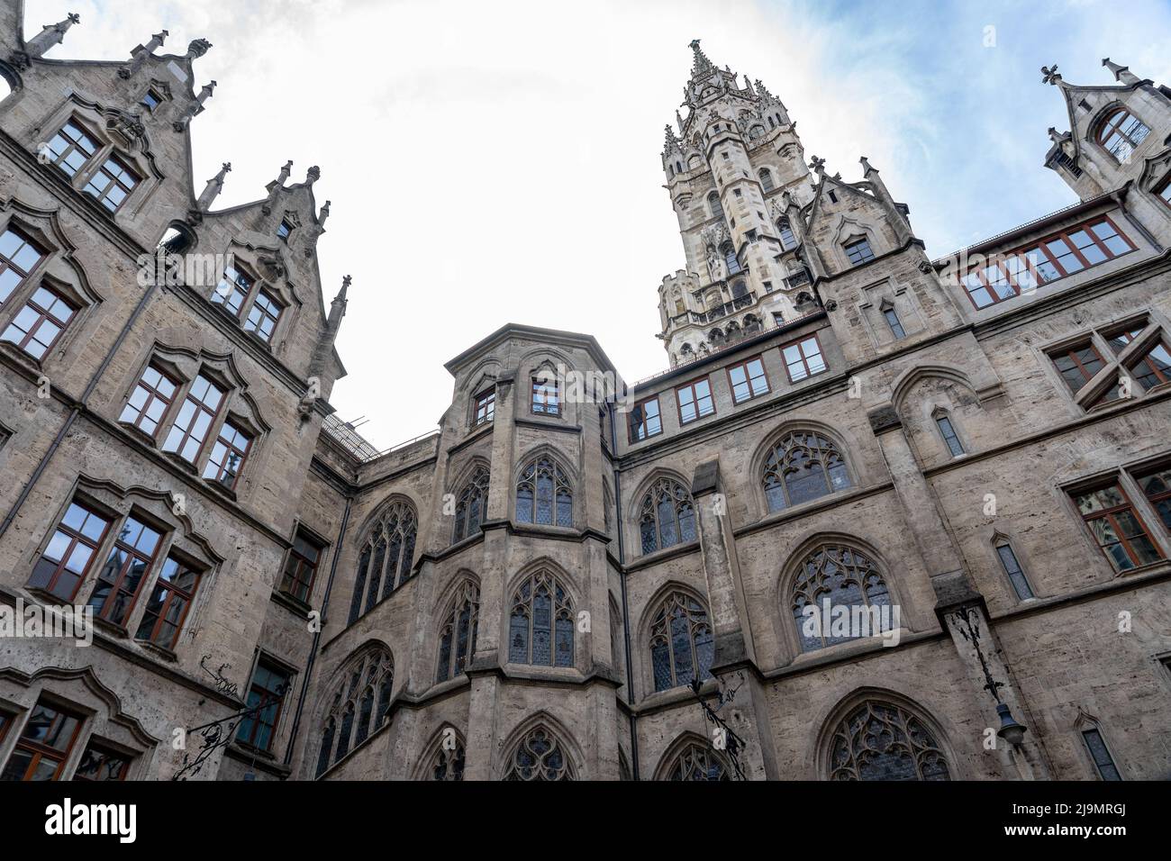 beautiful architechture inside yard of neues rathaus new town hall in ...