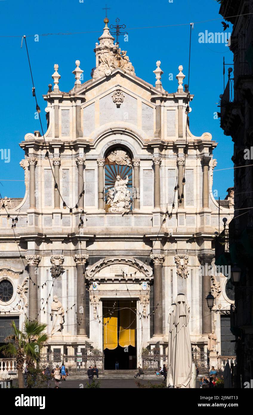 Front facade face of Catania Cathedral (Italian: Duomo di Catania ...