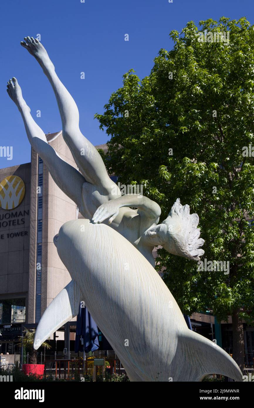 Girl and Dolphin Statue Tower Bridge London Stock Photo - Alamy