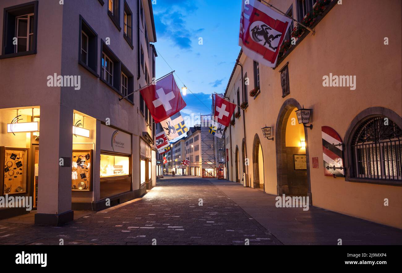 Chur, Switzerland. Picturesque view of the Chur village with old ...
