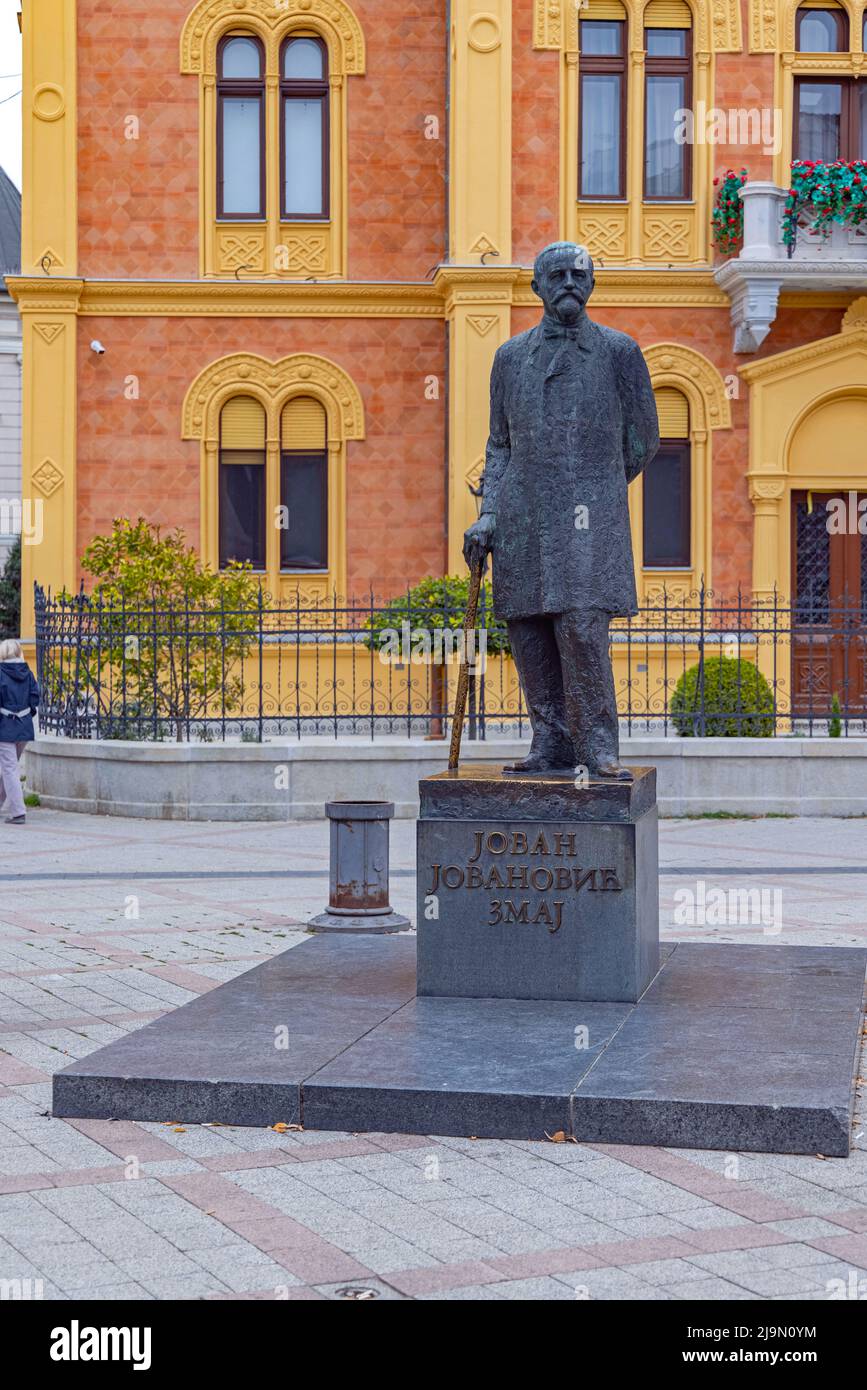 Novi Sad, Serbia - September 21, 2021: Bronze Statue of Jovan Jovanovic ...