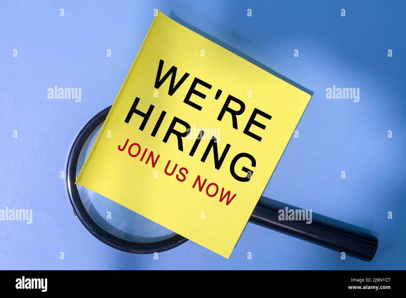 We're Hiring Join Us Now Text on Adhesive Note With Magnifying Glass ...
