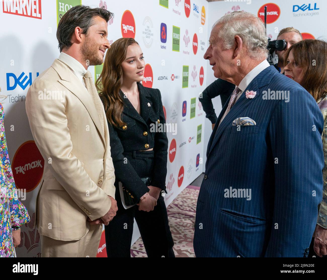 The Prince of Wales meets with Jonathan Bailey and Phoebe Dynevor as he ...