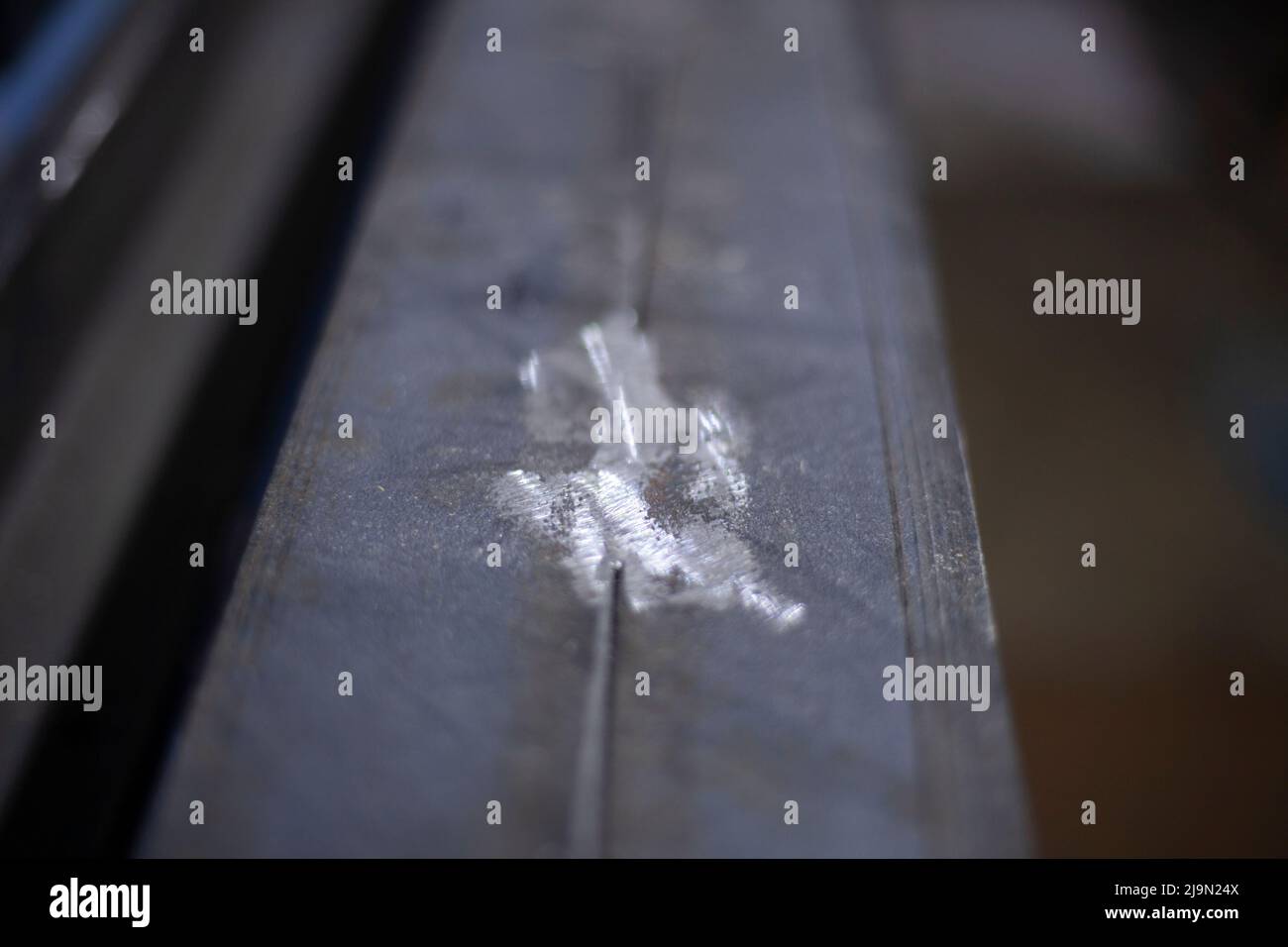 Grinding steel in detail. Cut steel. Stripping seam after welding ...