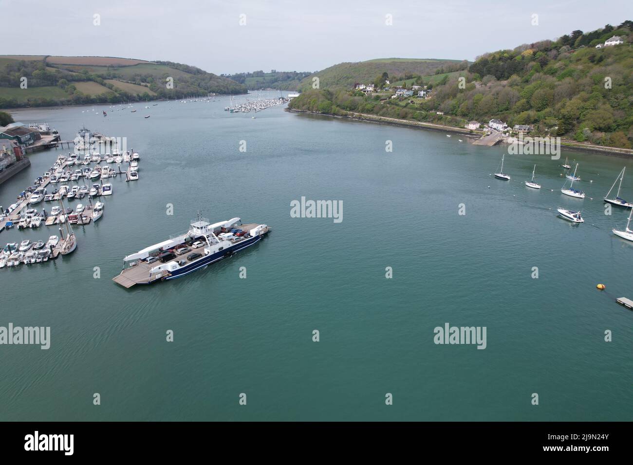 Dartmouth Devon lower car ferry England drone aerial view Stock Photo ...