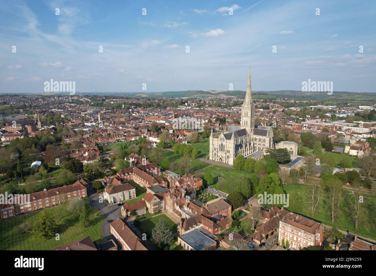 Salisbury cathedral aerial hi-res stock photography and images - Alamy