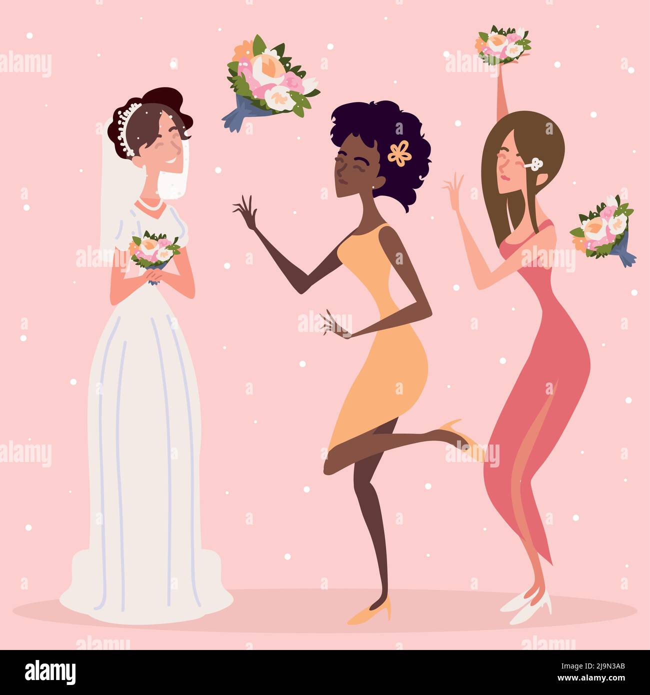 Bride And Maid Of Honor Cartoon