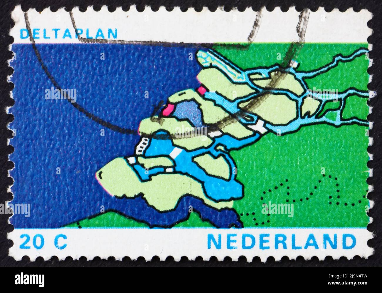 NETHERLANDS - CIRCA 1972: a stamp printed in the Netherlands shows Map ...