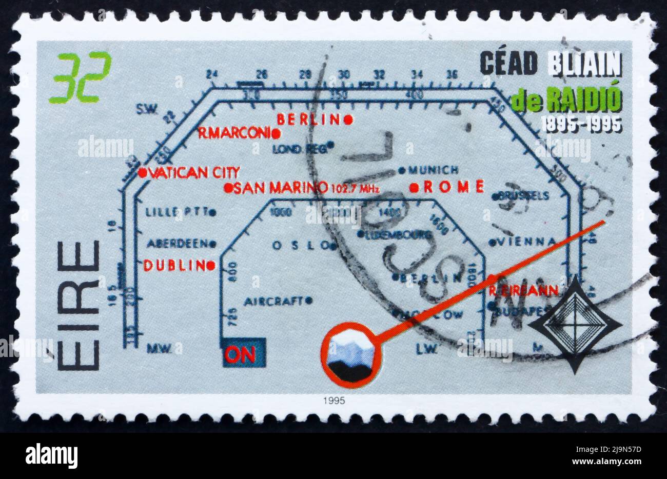 IRELAND - CIRCA 1995: a stamp printed in the Ireland shows Radio ...