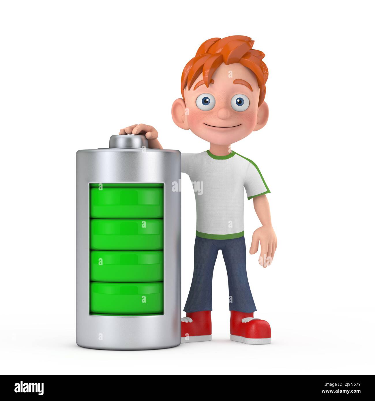 Cartoon Little Boy Teen Person Character Mascot with Abstract Charging ...