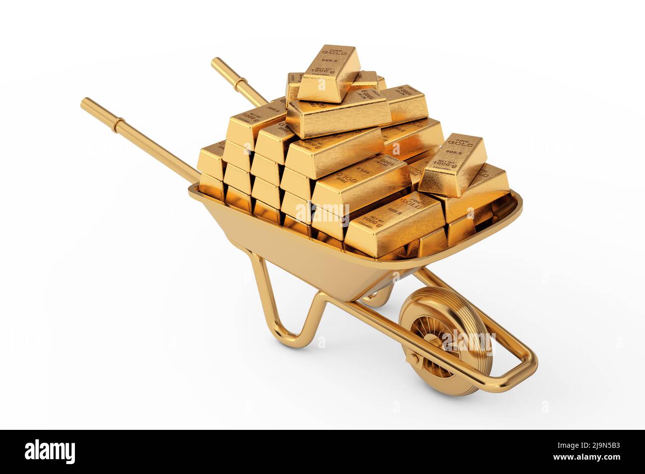 Gardening and Construction Gold Wheelbarrow Full of Golden Bars for on ...