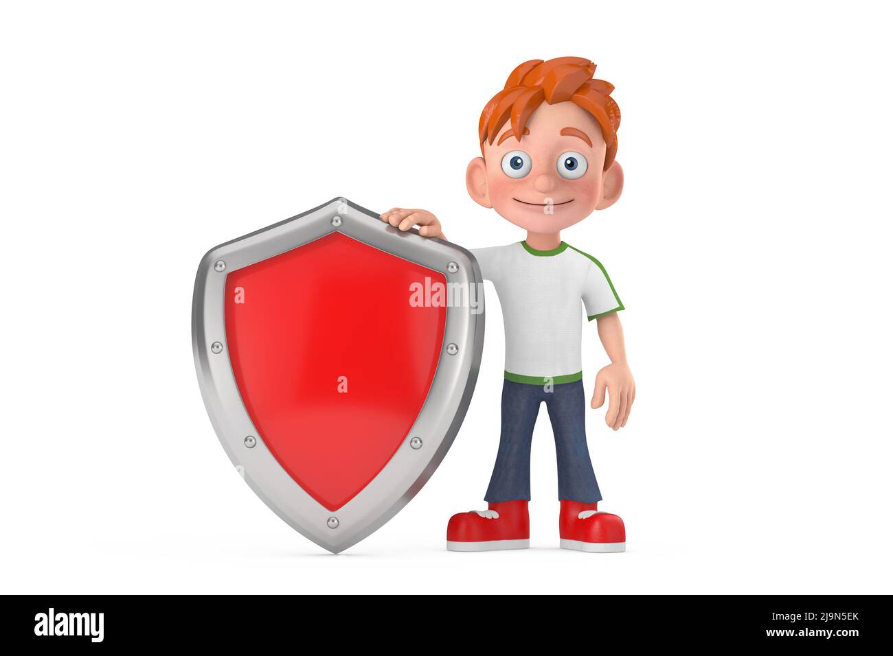 Cartoon Little Boy Teen Person Character Mascot with Red Metal ...