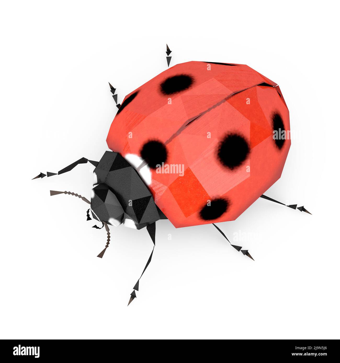 Abstract Low Poly Red Beautiful Ladybird Art on a white background. 3d ...