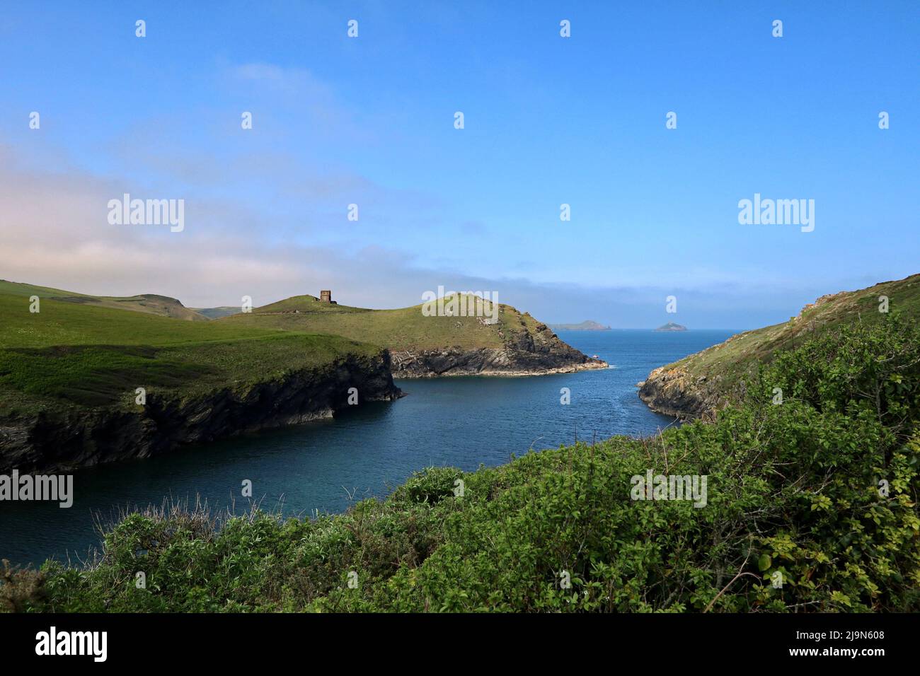 The inlet to Port Quin harbour looking from Kellan Head across the ...