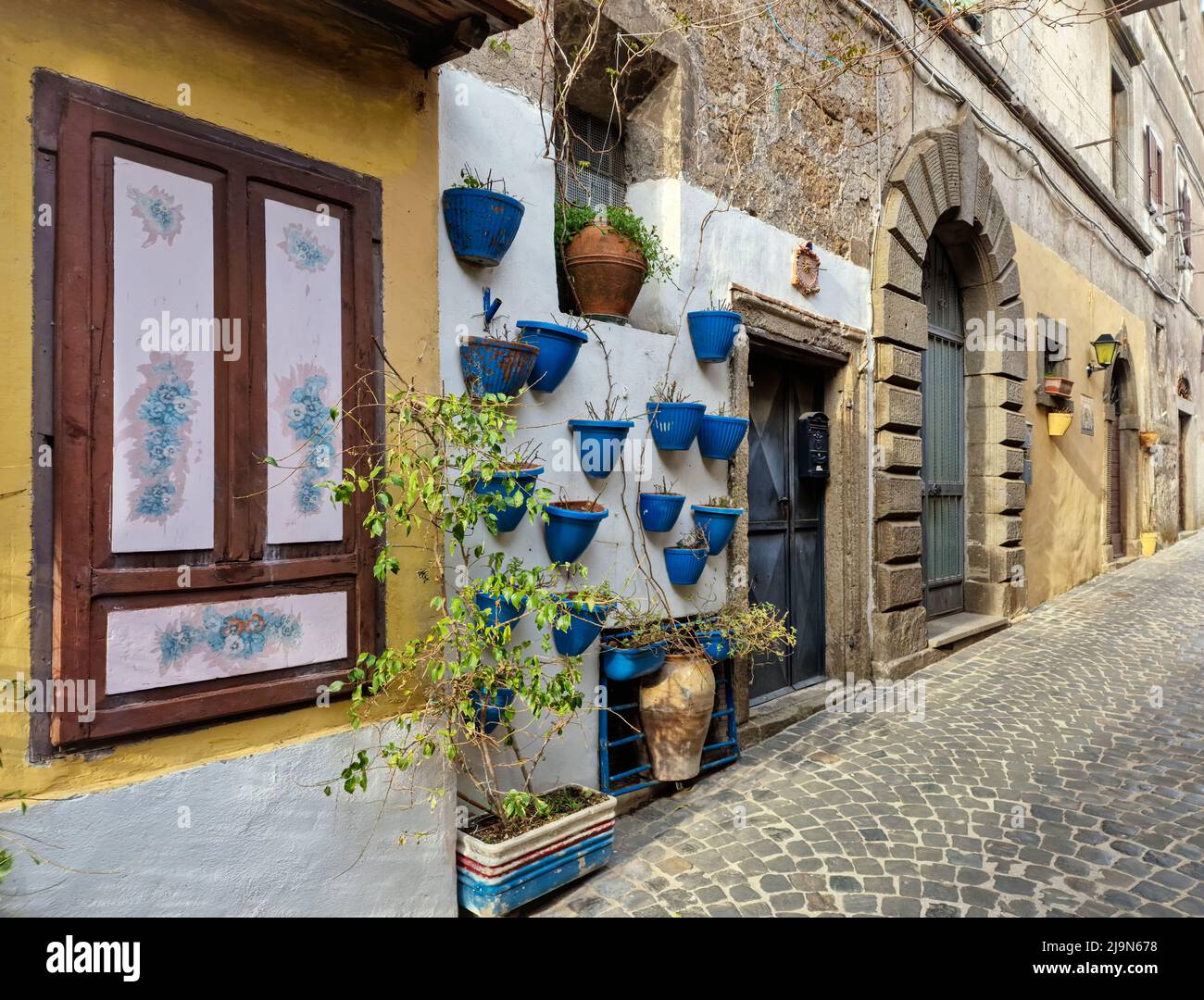 Flower streets wall decoration. Charming floral narrow streets of ...