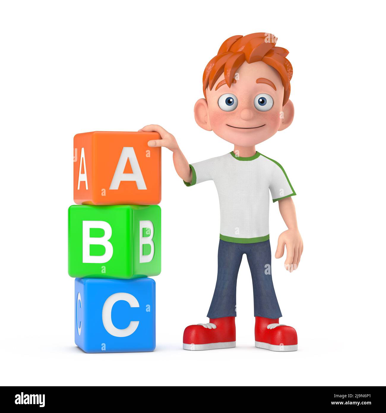 Cartoon Little Boy Teen Person Character Mascot with Alphabet ABC ...