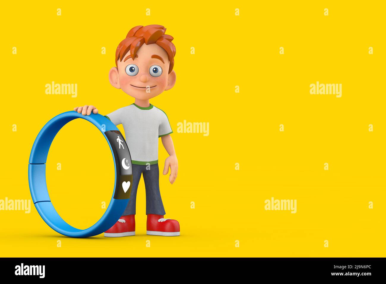 Cartoon Little Boy Teen Person Character Mascot with Blue Fitness ...