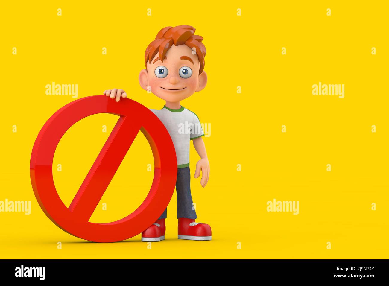 Cartoon Little Boy Teen Person Character Mascot with with Red ...