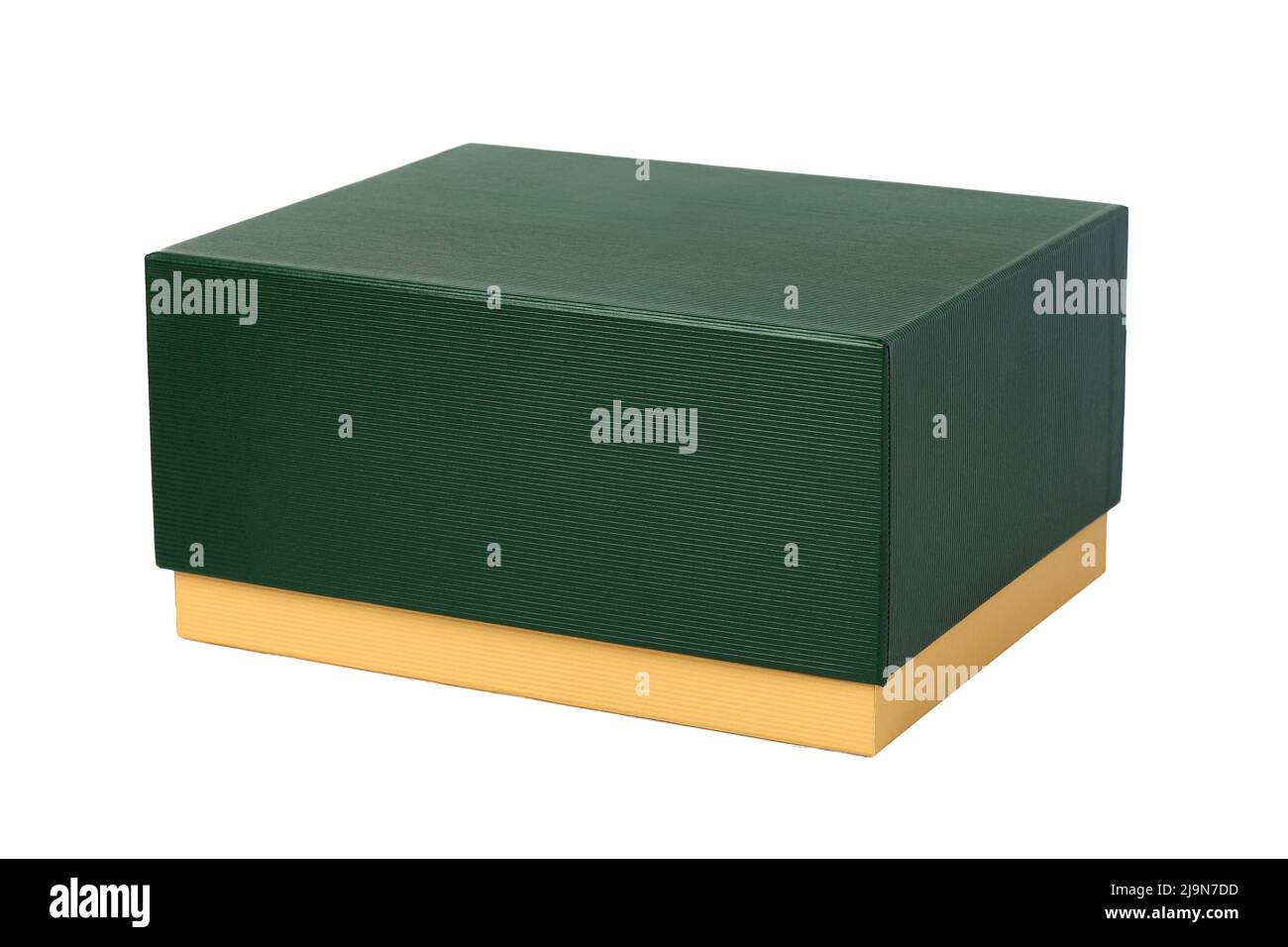 Two-color corrugated cardboard gift box, close-up, isolated on white ...