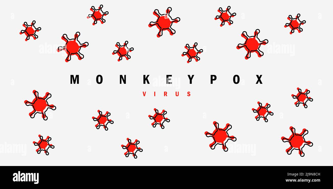 Banner with illustration of the red virus. The concept of the spread of ...