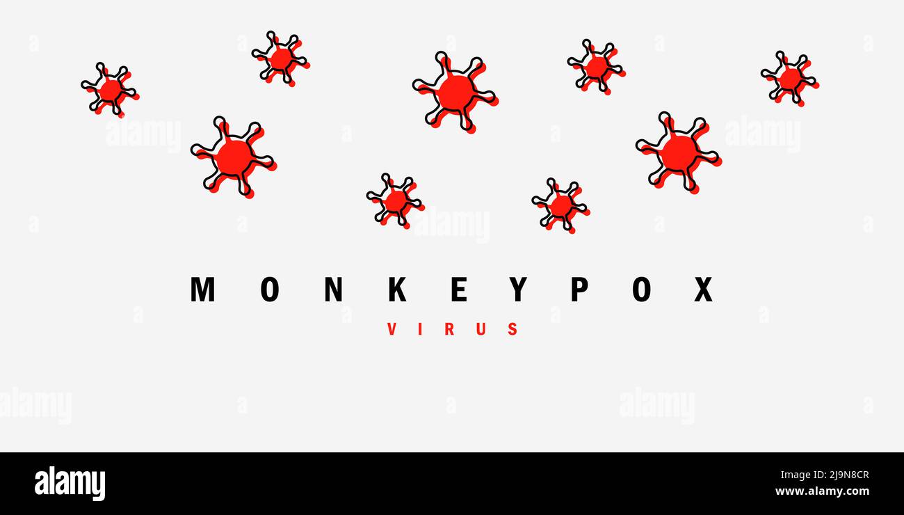 Banner with illustration of the red virus. The concept of the spread of ...