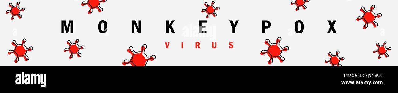 Banner with illustration of the red virus. The concept of the spread of ...