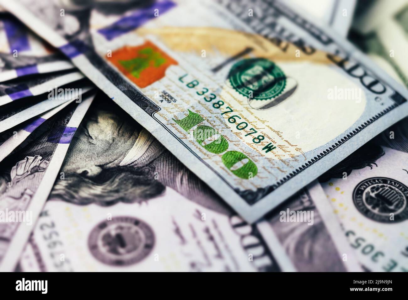 American paper dollar bills background. Hundred dollar banknotes ...