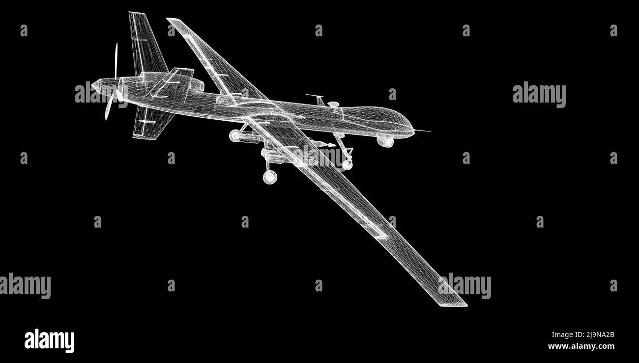 Unmanned Aerial Vehicle (UAV) , body structure, wire model Stock Photo ...