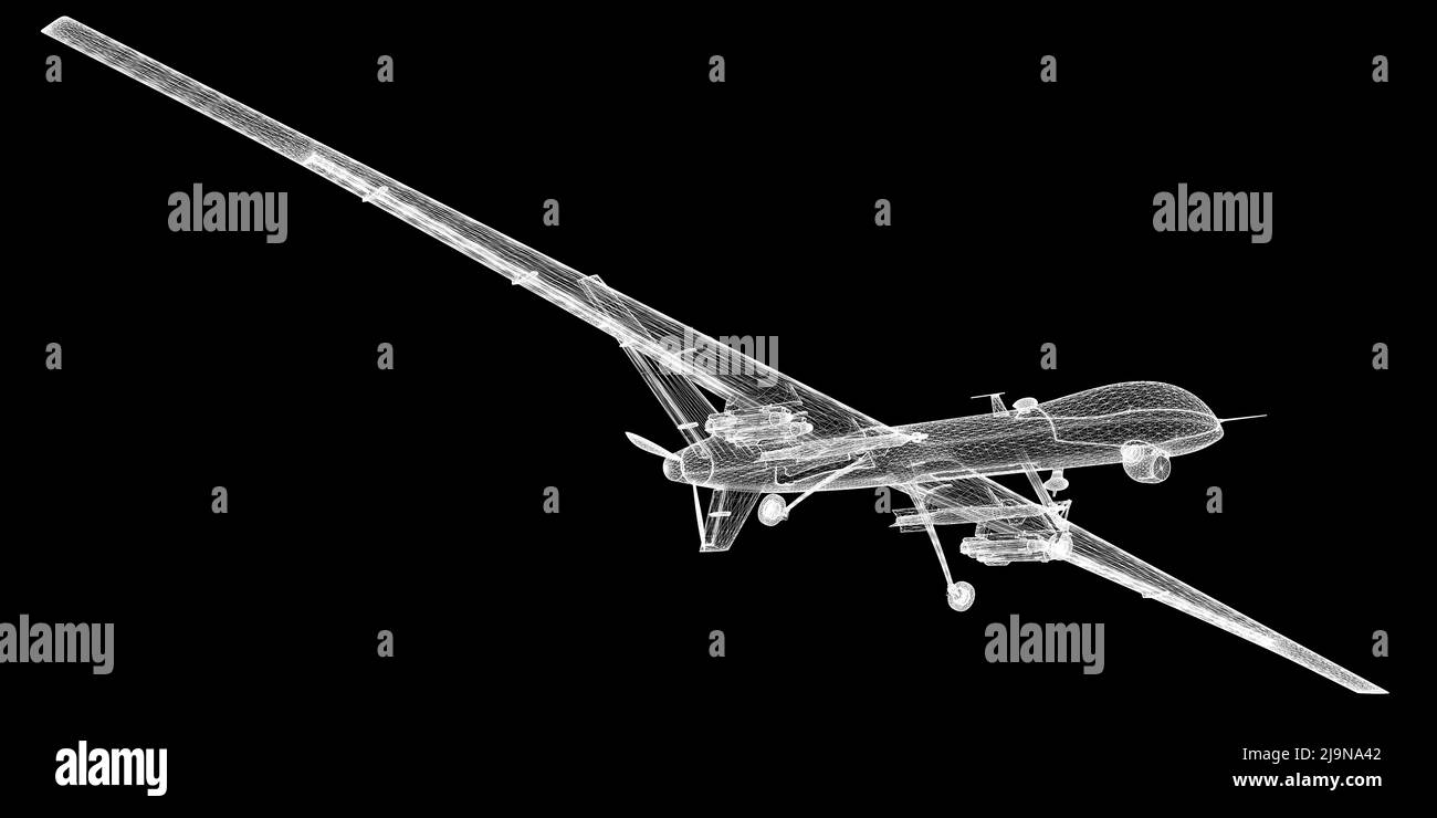 Unmanned Aerial Vehicle (UAV) , body structure, wire model Stock Photo ...