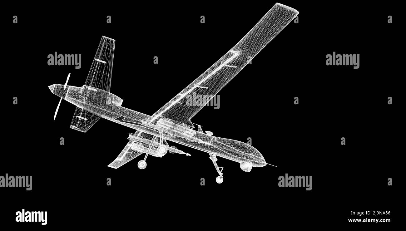 Unmanned Aerial Vehicle (UAV) , body structure, wire model Stock Photo ...