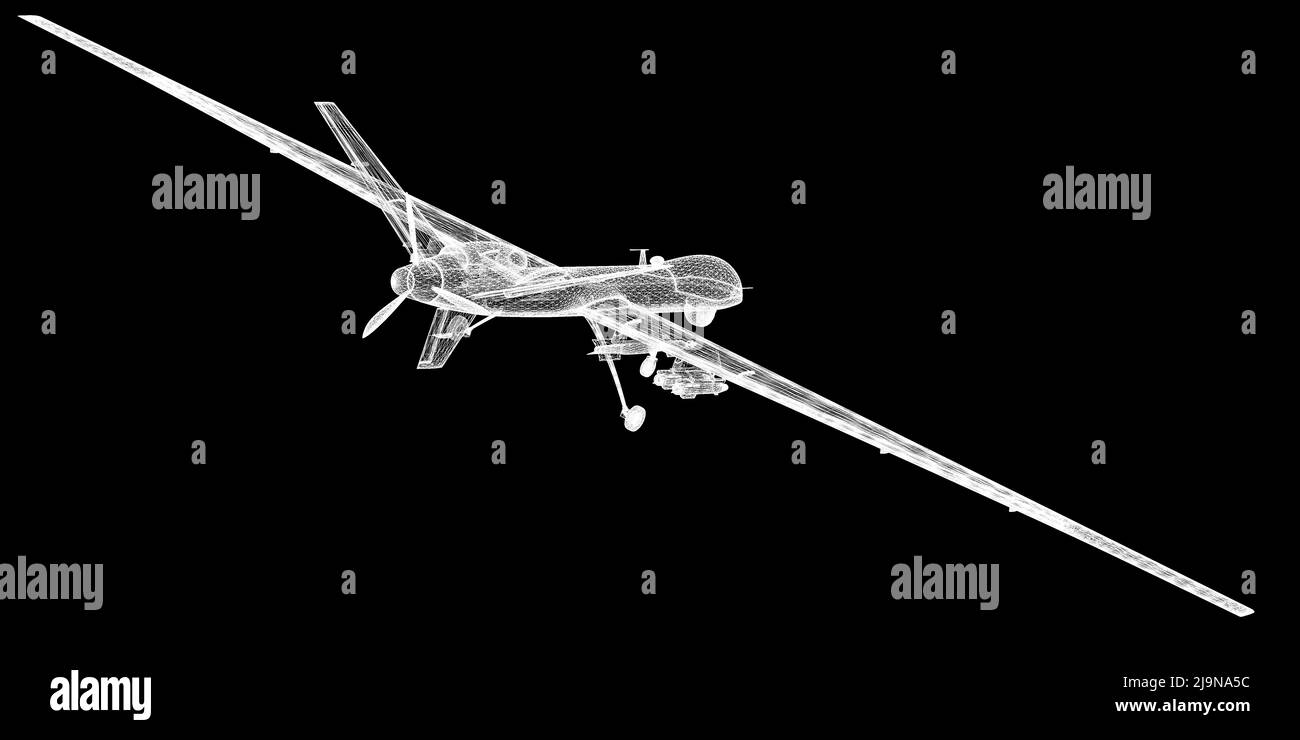 Unmanned Aerial Vehicle (UAV) , body structure, wire model Stock Photo ...
