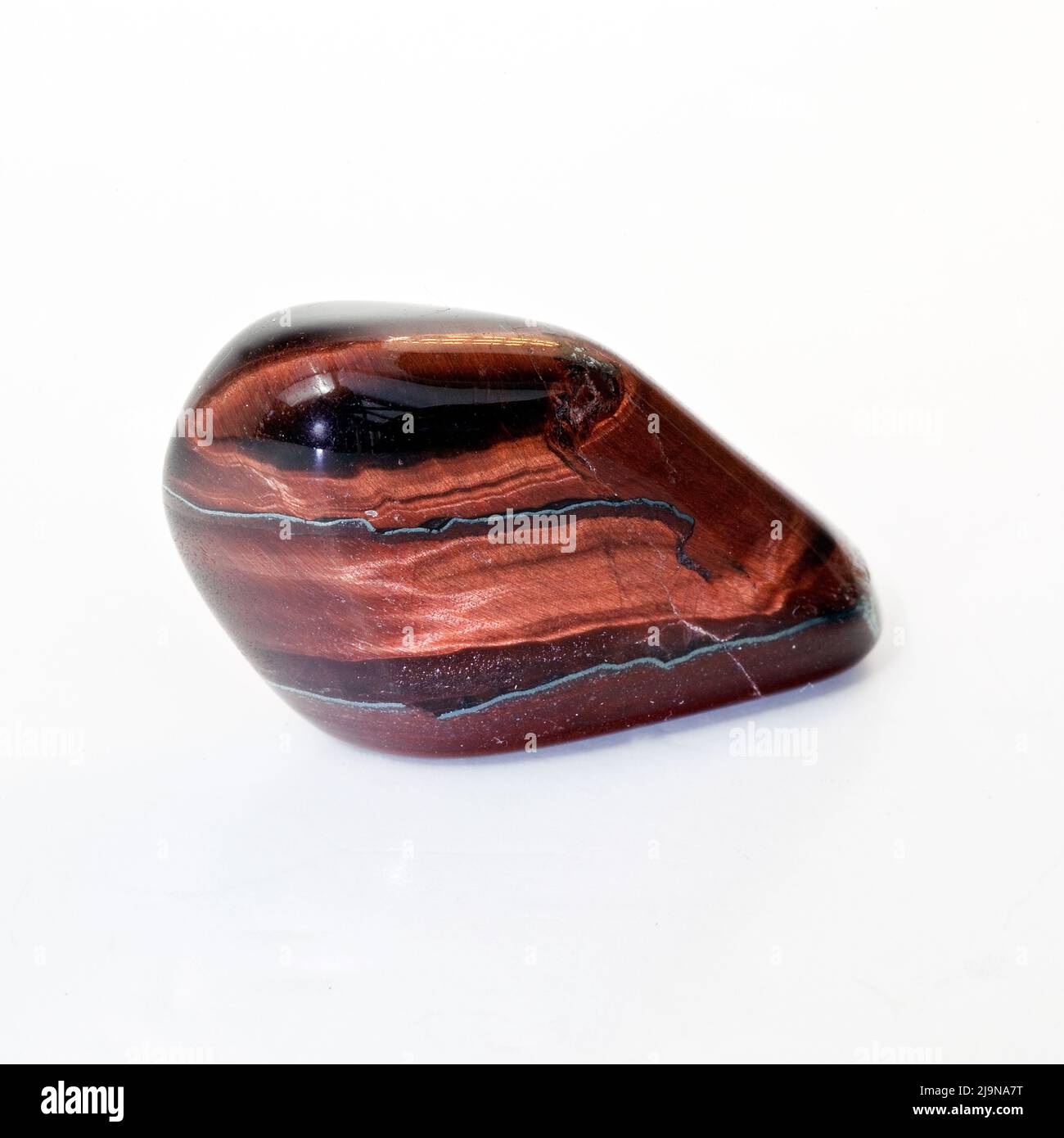 Macro close up colour photograph of a polished " Tigers Eye " a semi ...