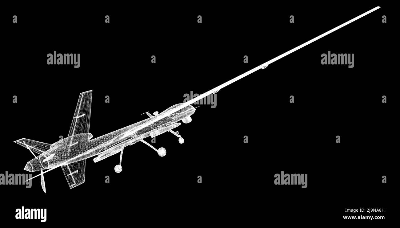 Unmanned Aerial Vehicle (UAV) , body structure, wire model Stock Photo ...