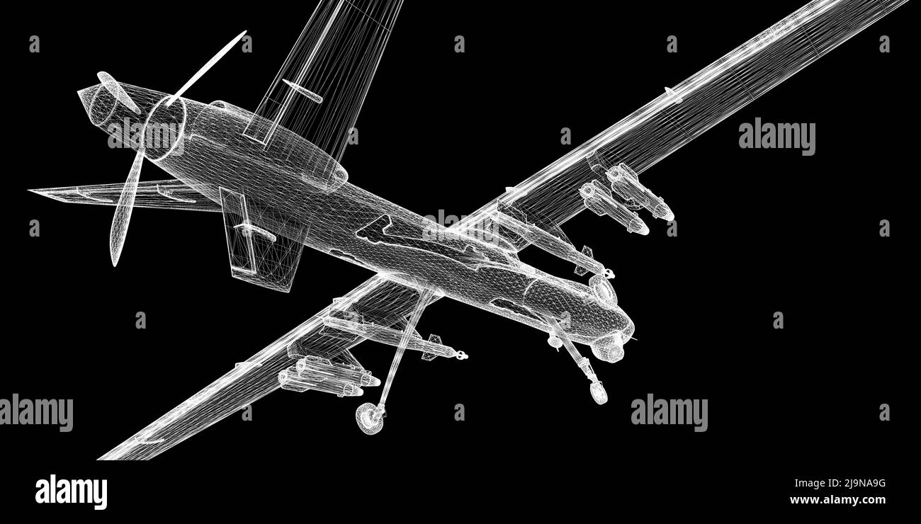 Unmanned Aerial Vehicle (UAV) , body structure, wire model Stock Photo ...