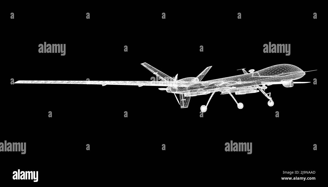 Unmanned Aerial Vehicle (UAV) , body structure, wire model Stock Photo ...