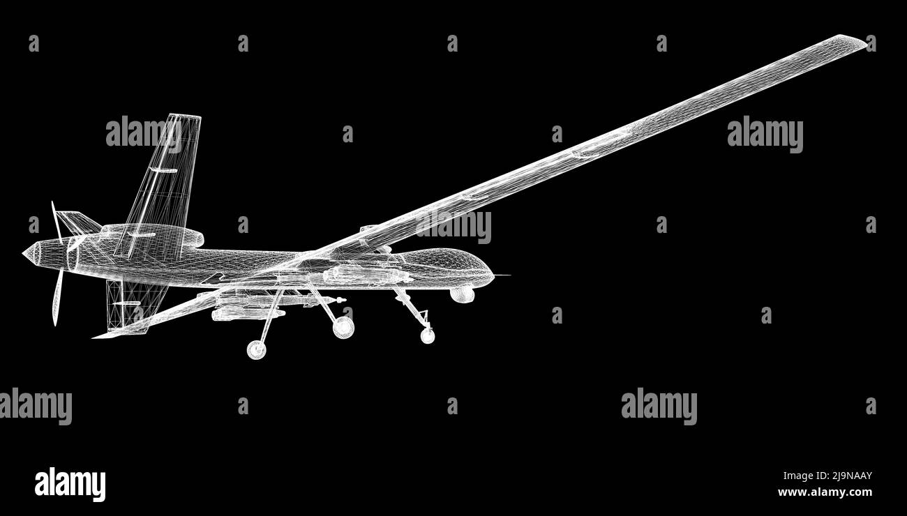 Unmanned Aerial Vehicle (UAV) , body structure, wire model Stock Photo ...