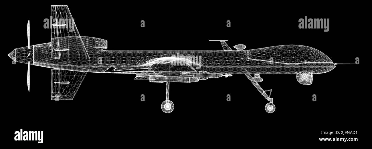 Unmanned Aerial Vehicle (UAV) , body structure, wire model Stock Photo ...
