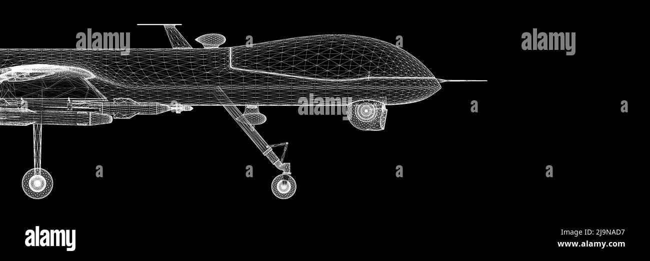 Unmanned Aerial Vehicle (UAV) , body structure, wire model Stock Photo ...