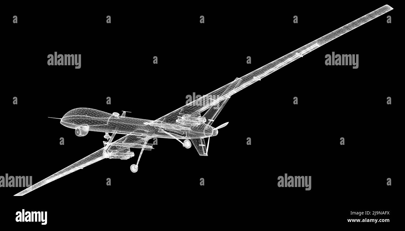 Unmanned Aerial Vehicle (UAV) , body structure, wire model Stock Photo ...