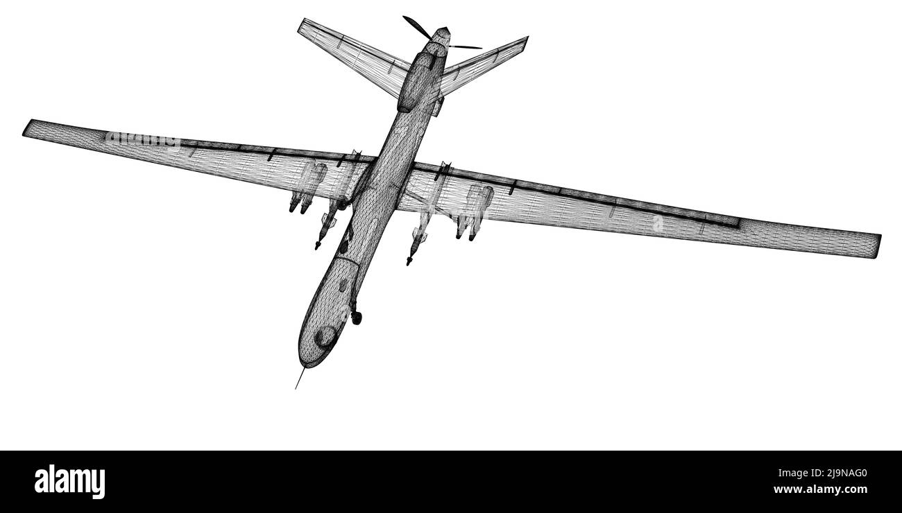 Unmanned Aerial Vehicle (UAV) , body structure, wire model Stock Photo ...