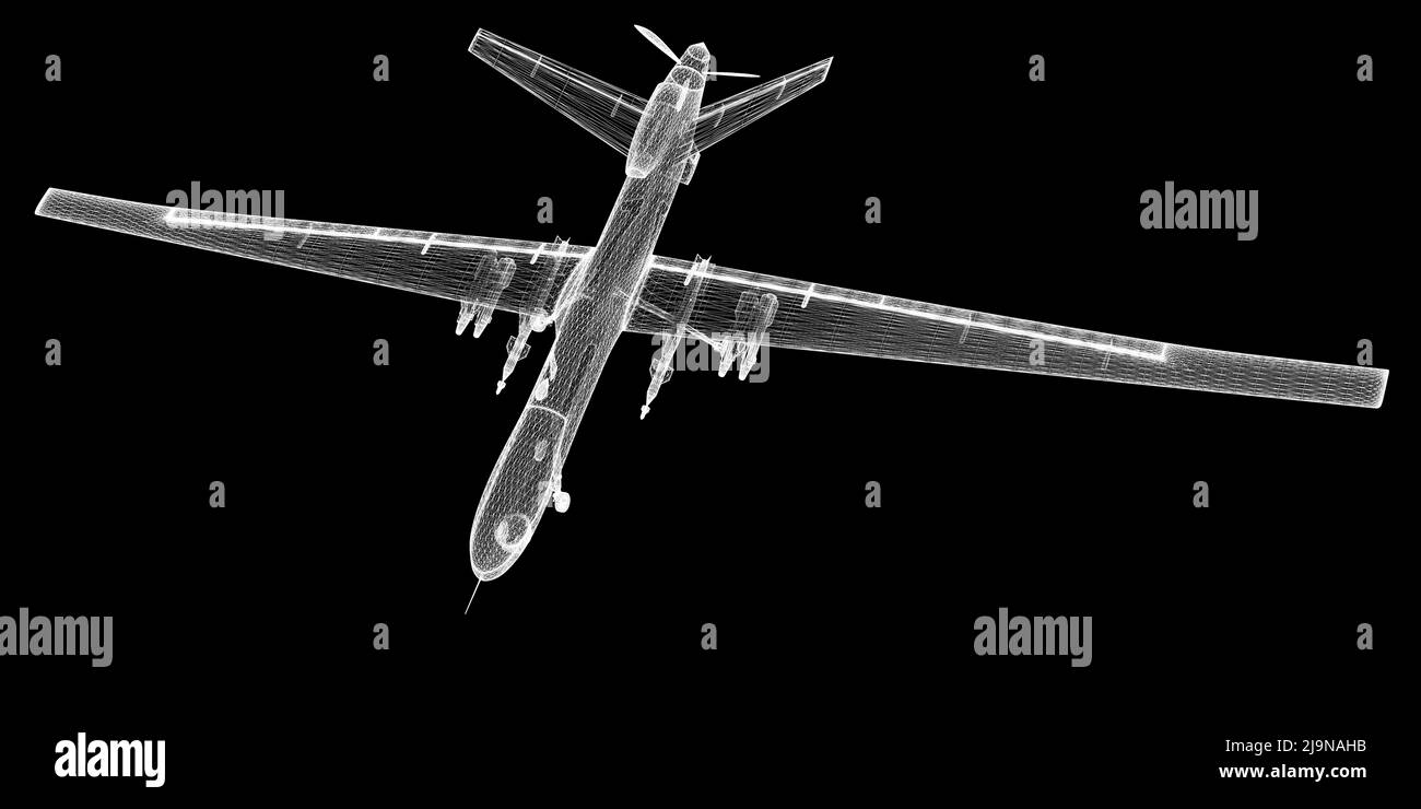 Unmanned Aerial Vehicle (UAV) , body structure, wire model Stock Photo ...