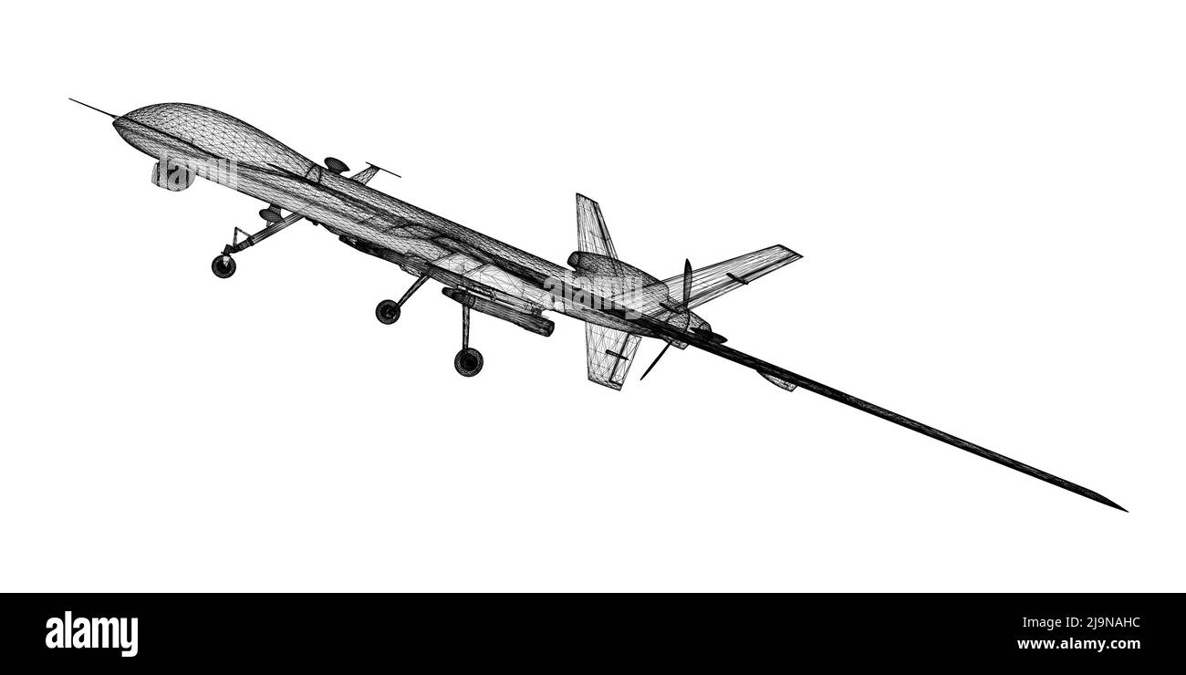 Unmanned Aerial Vehicle (UAV) , body structure, wire model Stock Photo ...