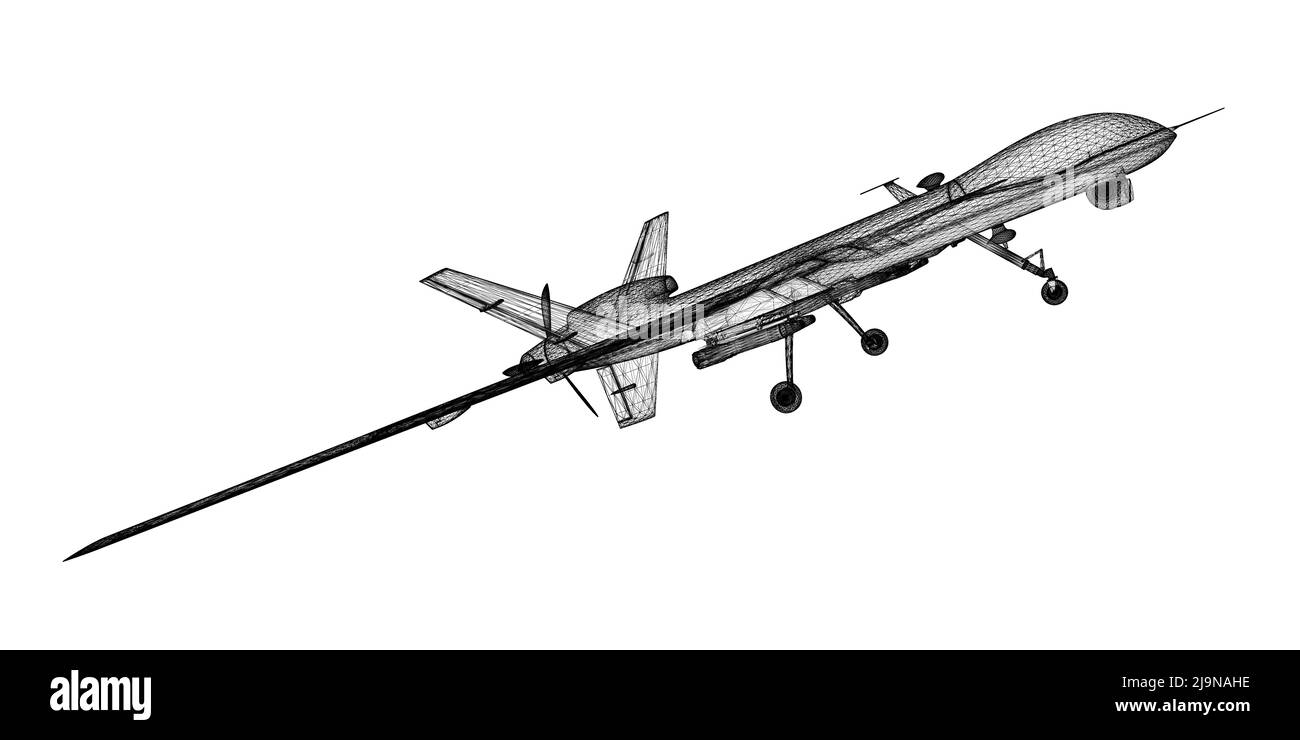 Unmanned Aerial Vehicle (UAV) , body structure, wire model Stock Photo ...