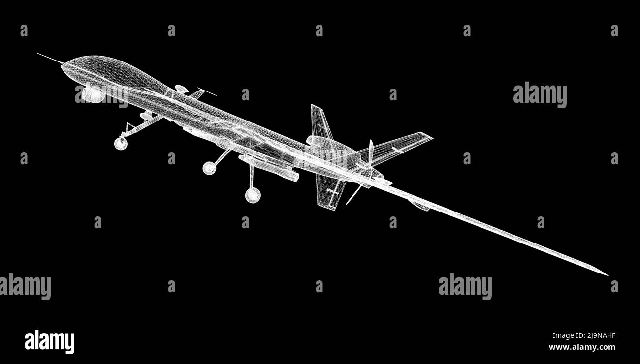 Unmanned Aerial Vehicle (UAV) , body structure, wire model Stock Photo ...
