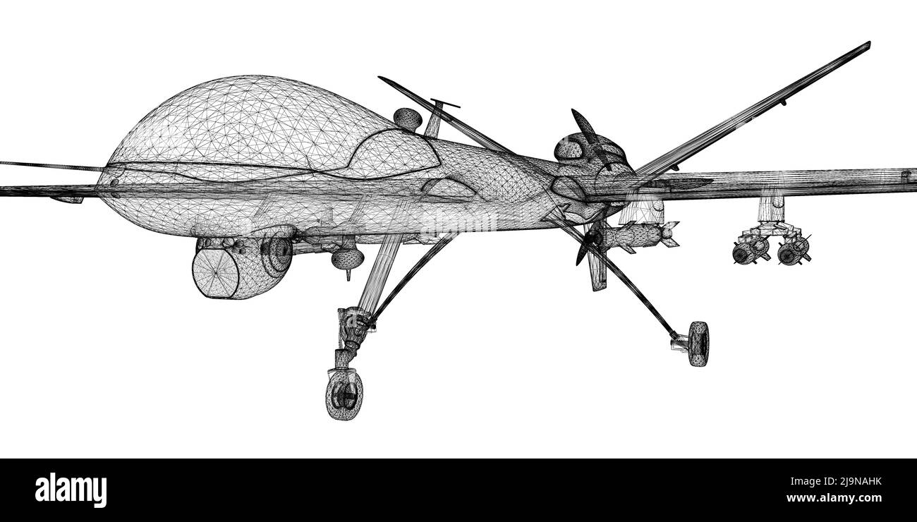 Unmanned Aerial Vehicle (UAV) , body structure, wire model Stock Photo ...