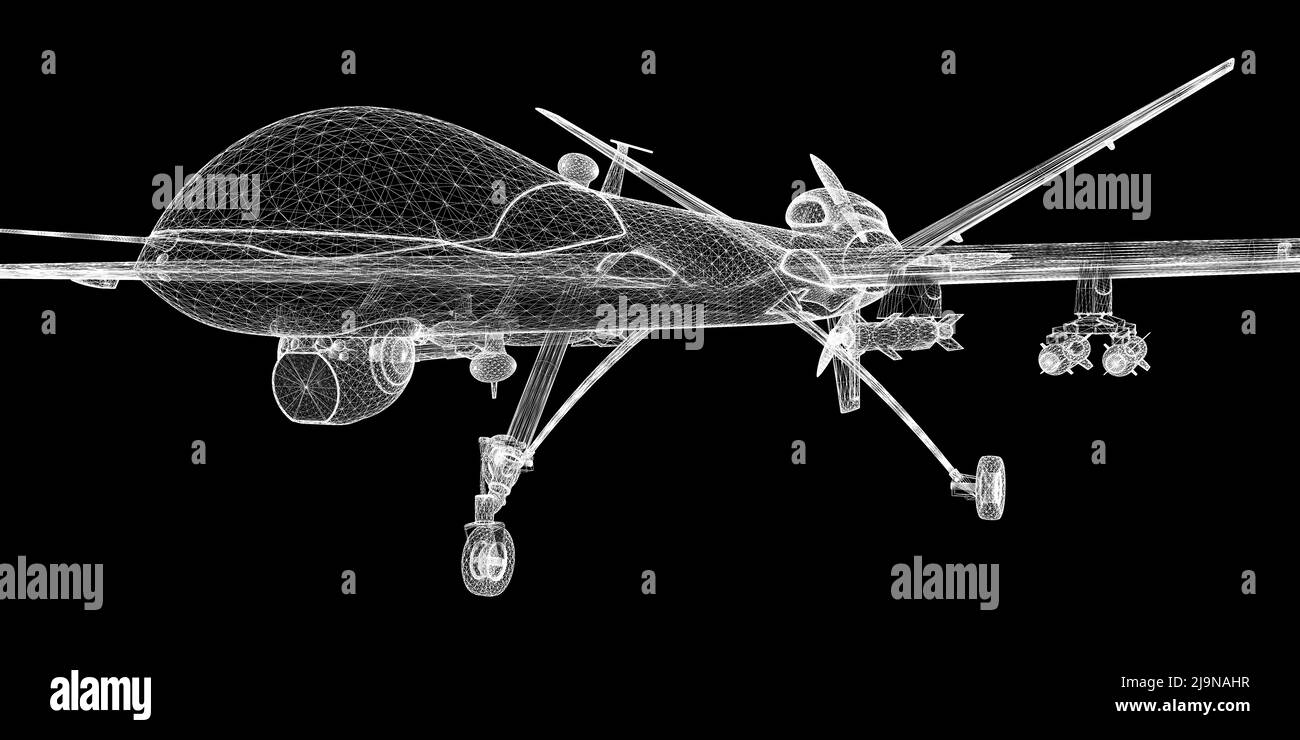 Unmanned Aerial Vehicle (UAV) , body structure, wire model Stock Photo ...