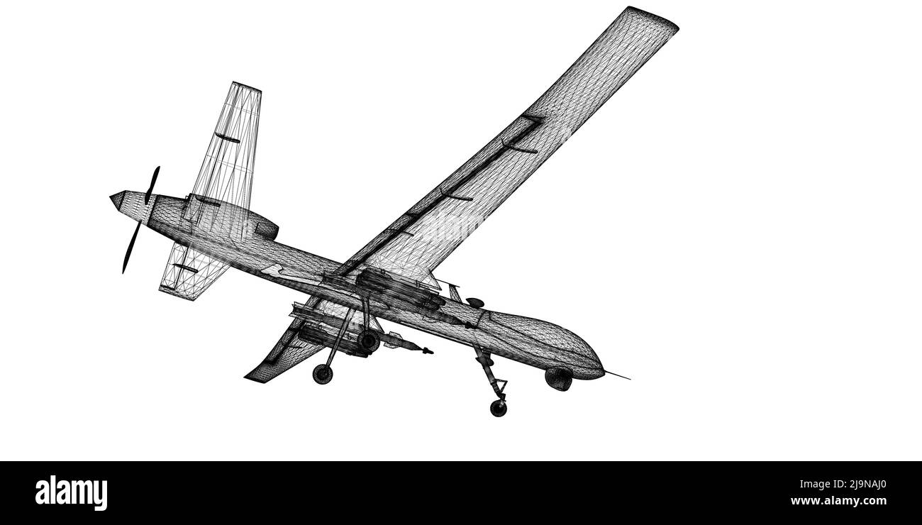 Unmanned Aerial Vehicle (UAV) , body structure, wire model Stock Photo ...