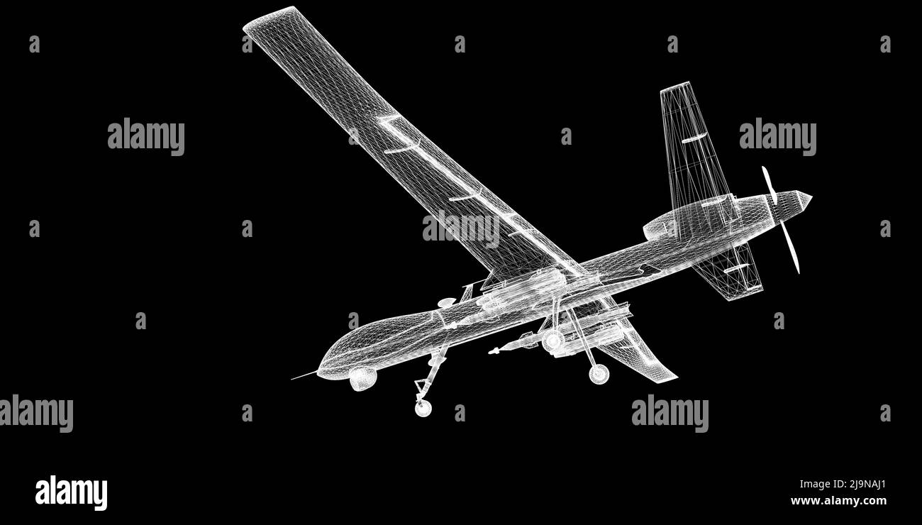 Unmanned Aerial Vehicle (UAV) , body structure, wire model Stock Photo ...