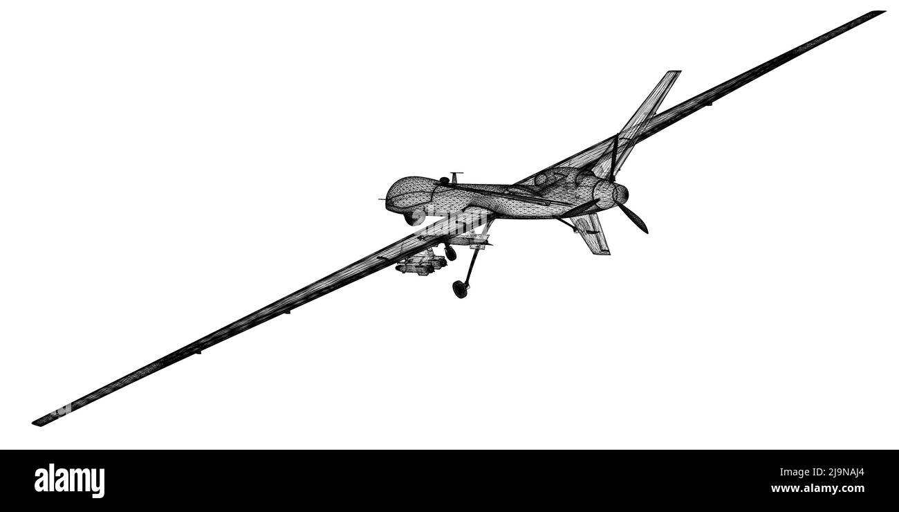 Unmanned Aerial Vehicle (UAV) , body structure, wire model Stock Photo ...